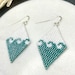 Handwoven Wave Teal and White Beaded Earrings, Summer Beach Earrings ...
