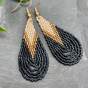 Handmade Seed Bead Earrings, Handwoven Beaded Earrings, Geometric Seed ...