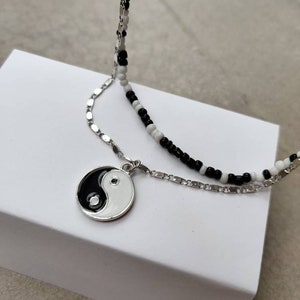 Kiara Ying Yang Double Necklace | OBX Layered Silver Chains | Outer ...