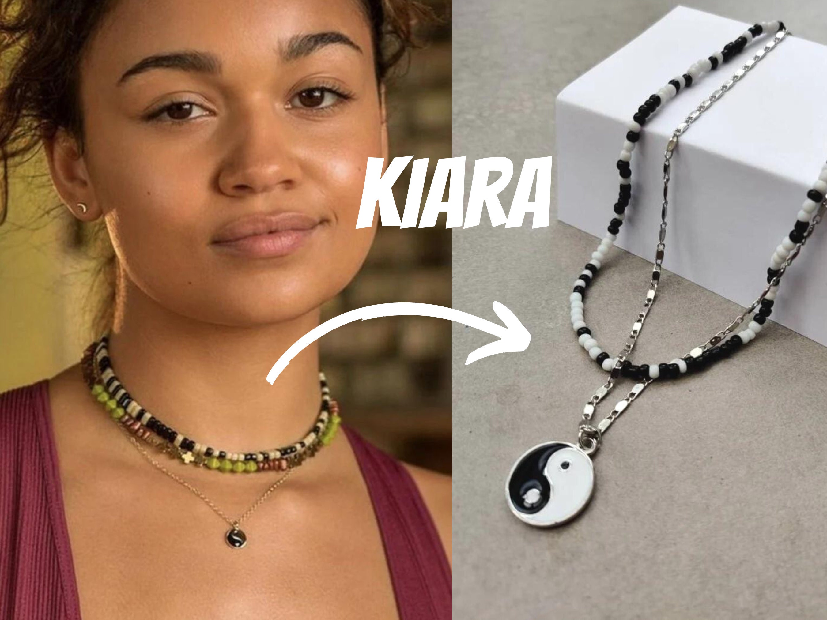 Kiara Ying Yang Double Necklace | OBX Layered Silver Chains | Outer ...