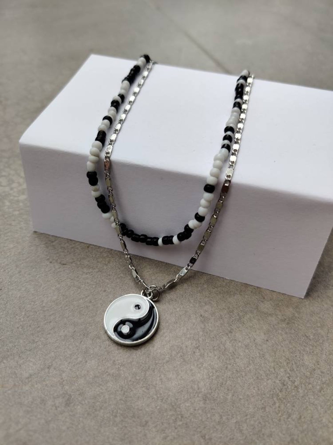 Kiara Ying Yang Double Necklace | OBX Layered Silver Chains | Outer ...