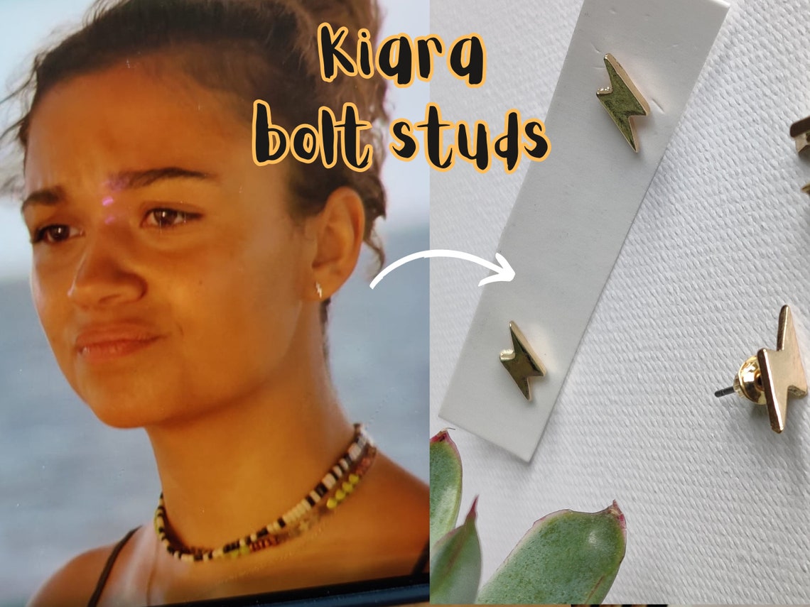The Outer Banks Kiara Lightening Bolt Inspired Studs, Minimal Jewellery ...