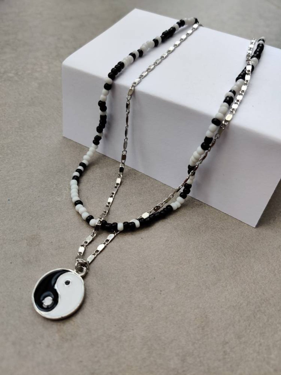 Kiara Ying Yang Double Necklace | OBX Layered Silver Chains | Outer ...