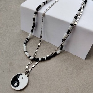 Kiara Ying Yang Double Necklace | OBX Layered Silver Chains | Outer ...