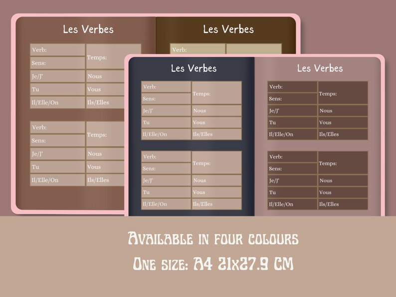 French Grammar Verb Chart - Etsy