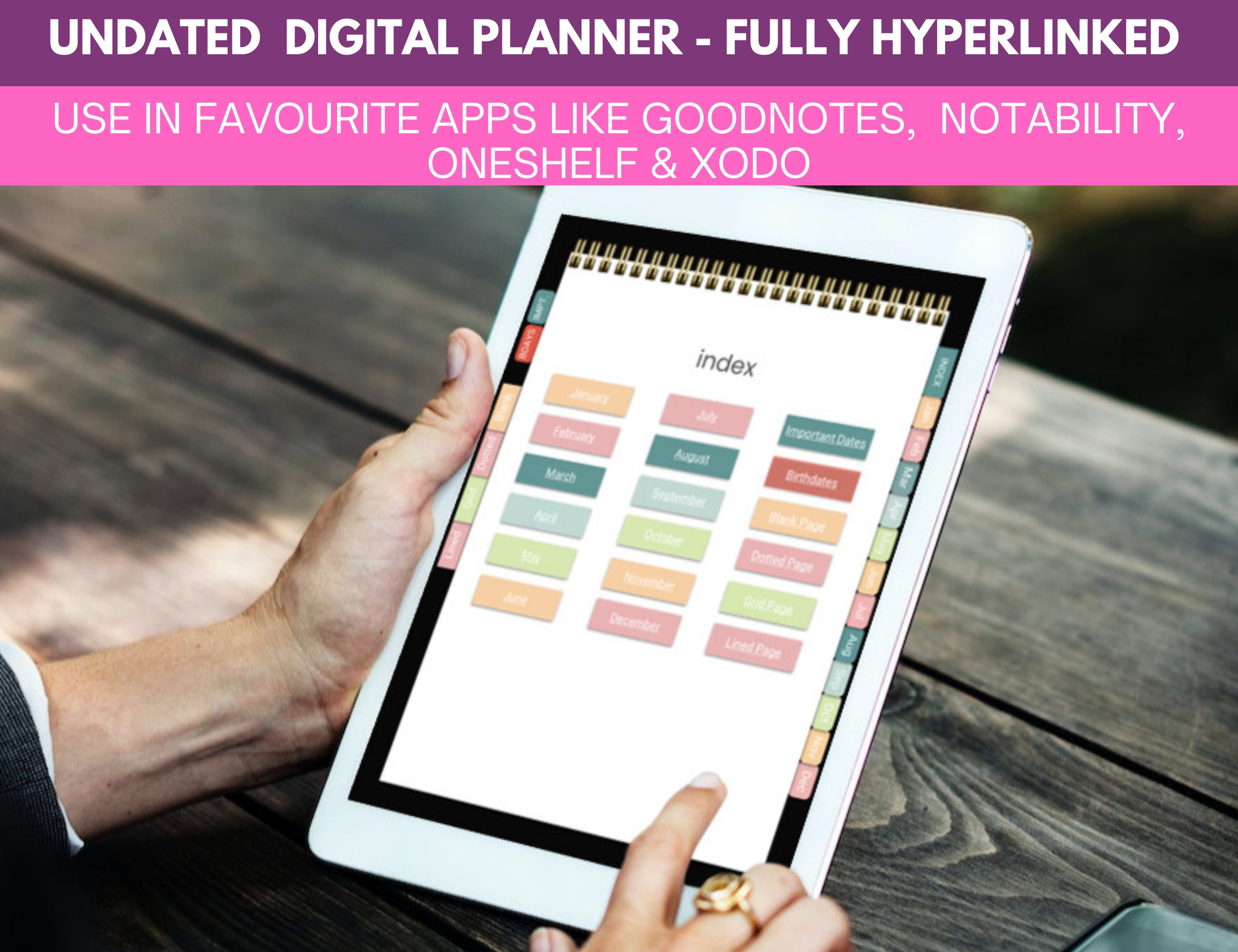 Undated Digital Planner for Goodnotes, Digital Planner Ipad, Digital ...