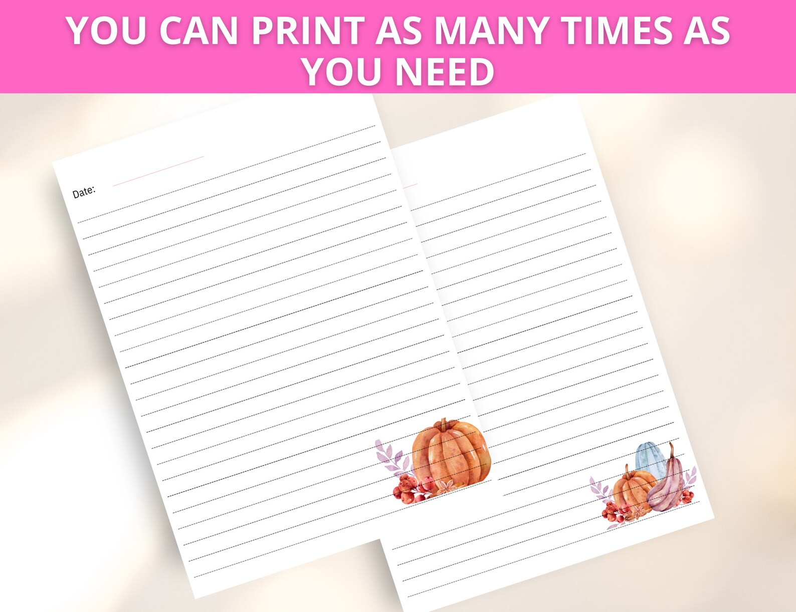Autumn Letter Paper, Printable Letter Paper, Floral Stationery Paper ...