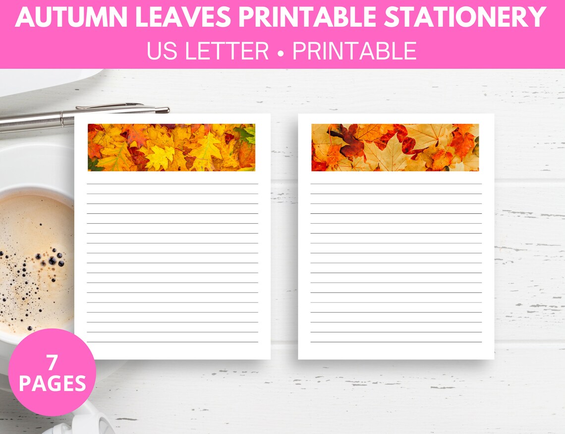 Printable Autumn Stationery, Autumn Notepad, Printable Notes Page ...