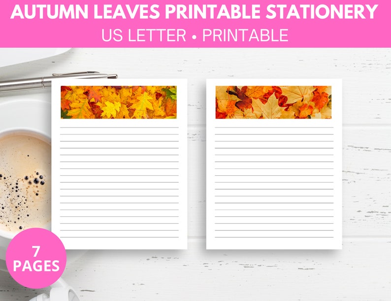 Printable Autumn Stationery, Autumn Notepad, Printable Notes Page ...