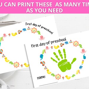 First Day of Preschool Handprint, First Day of Daycare, Hand Print ...
