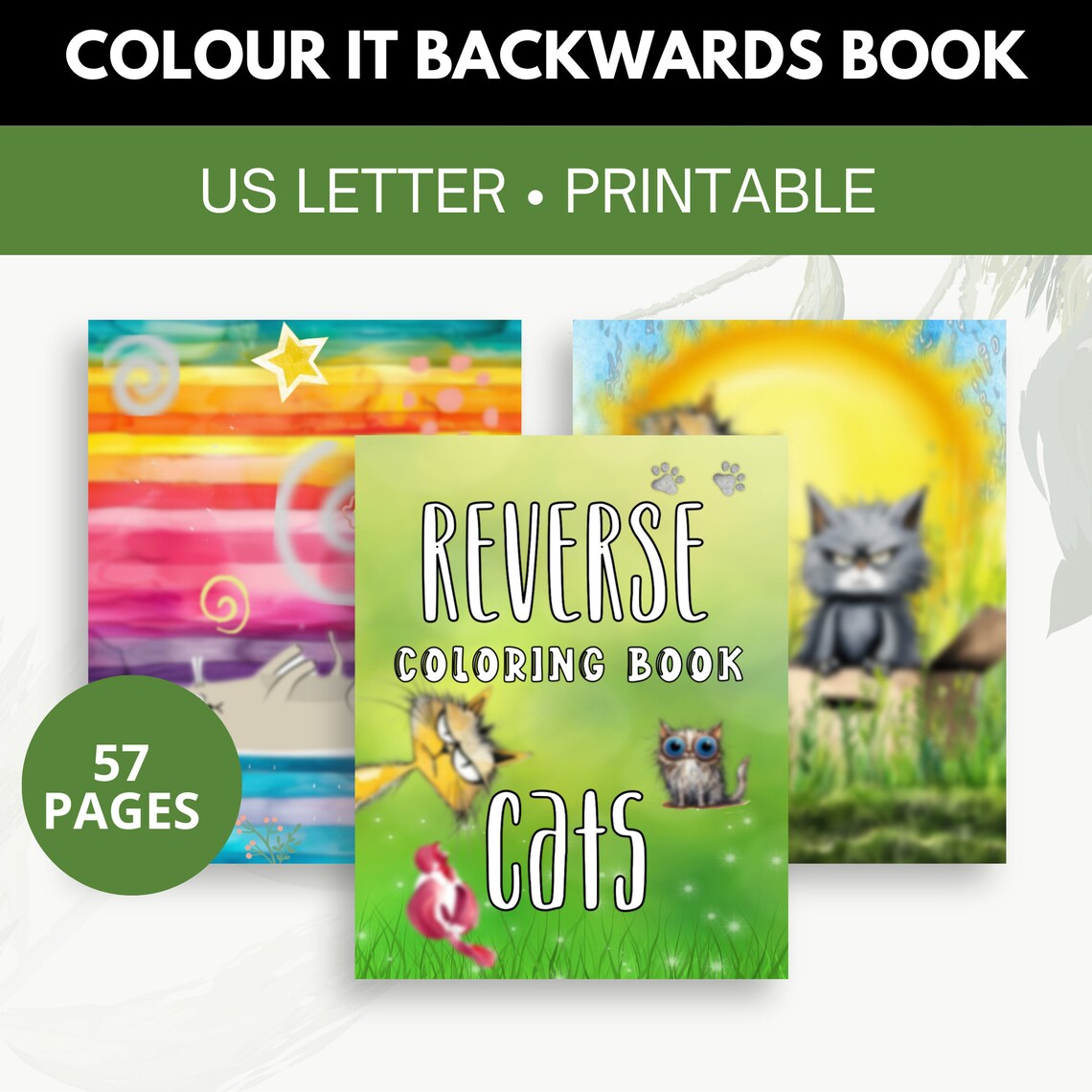Cats Coloring Book, Reverse Coloring Books for Adults Printable ...