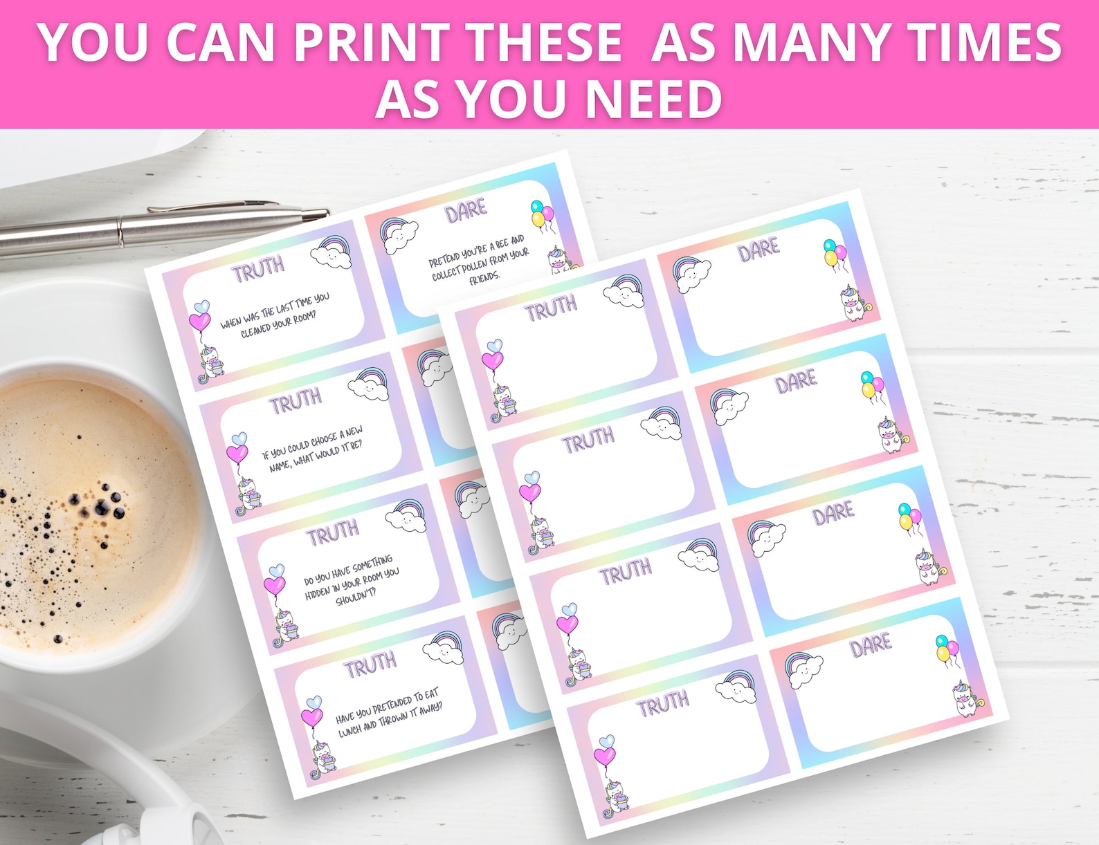 Truth or Dare Kids Truth or Dare Printable Truth or Dare - Etsy