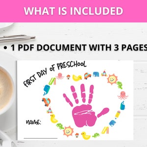 First Day of Preschool Handprint, First Day of Daycare, Hand Print ...