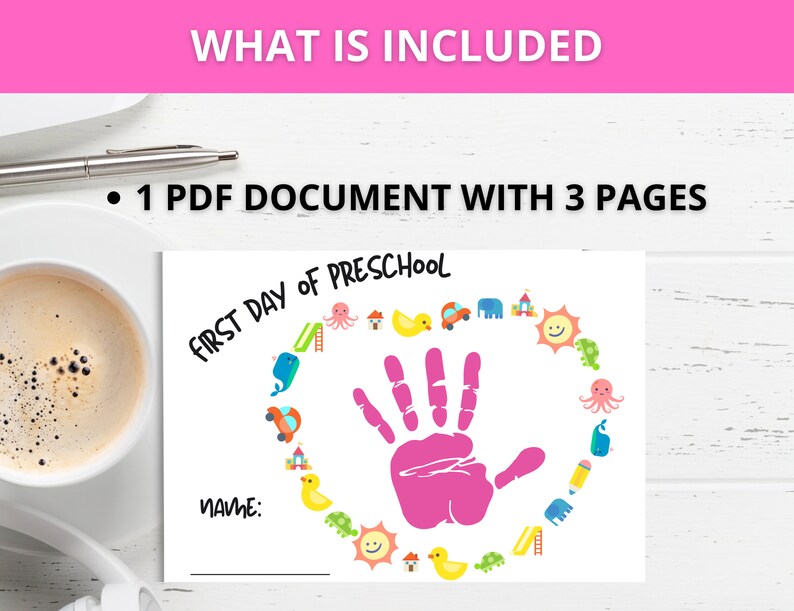 First Day of Preschool Handprint, First Day of Daycare, Hand Print ...