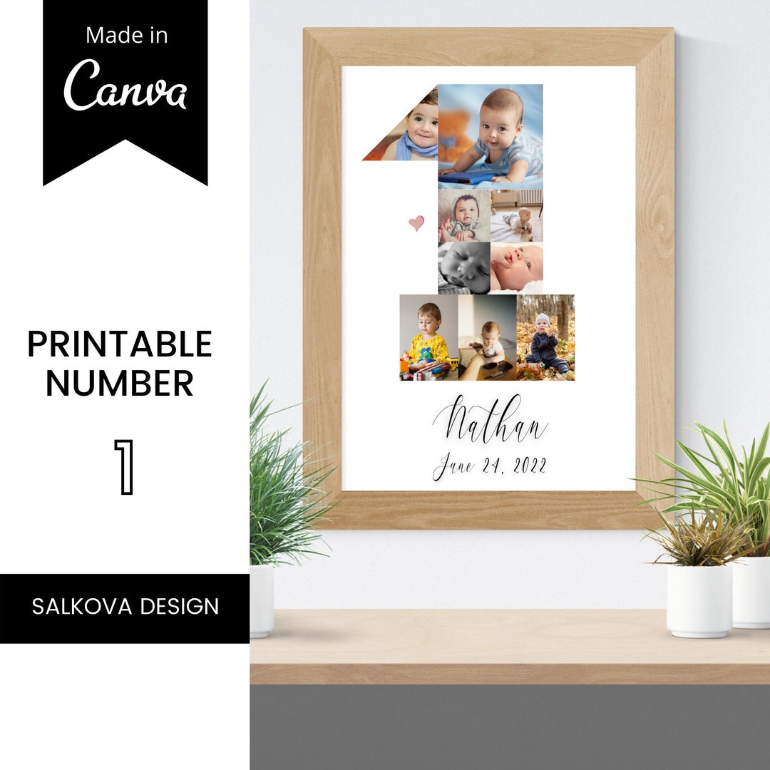 Number ONE Baby BOY First Birthday Photo Collage, Anniversary Gift for ...