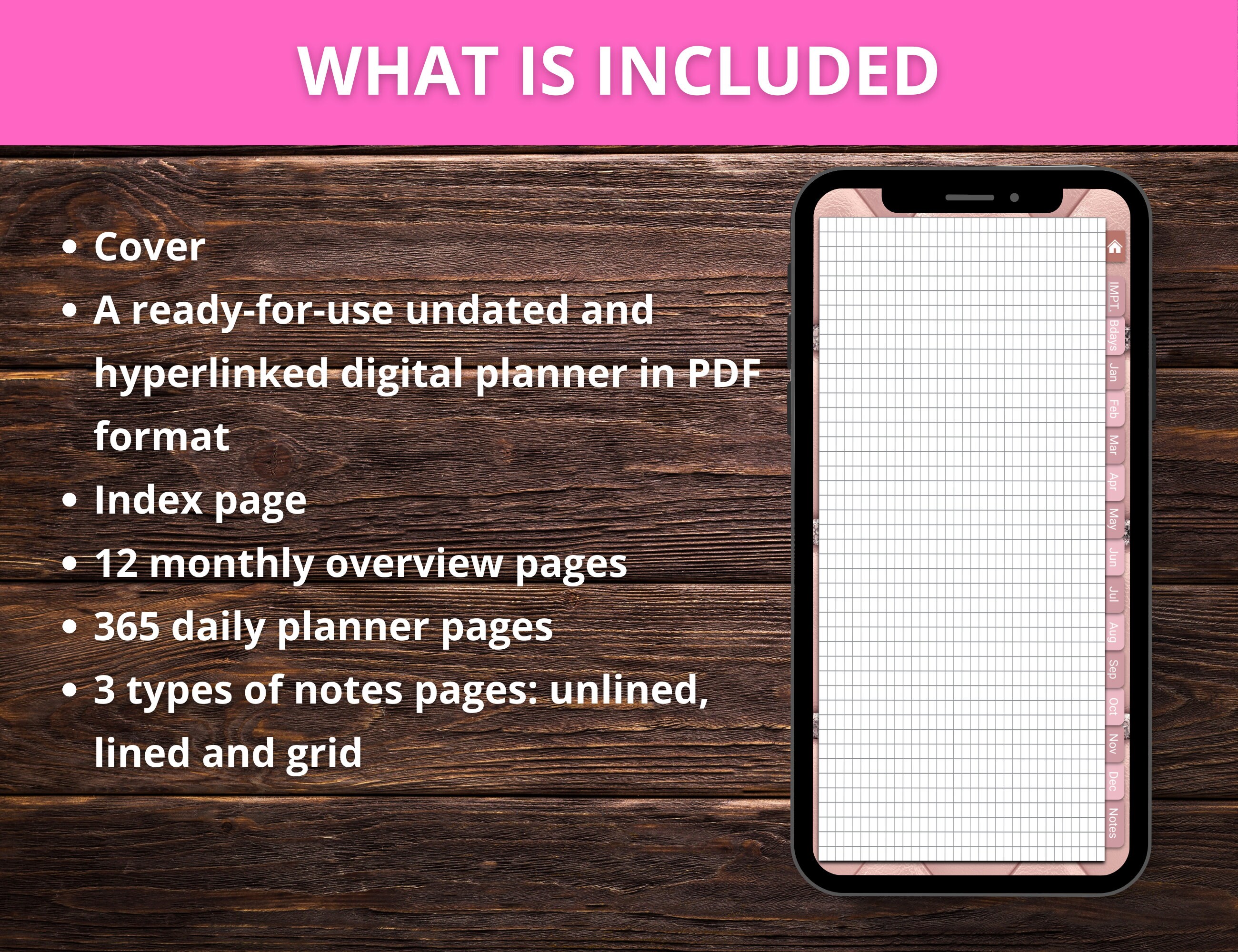 Undated Cell Phone Digital Planner Rose Gold Digital Planner - Etsy