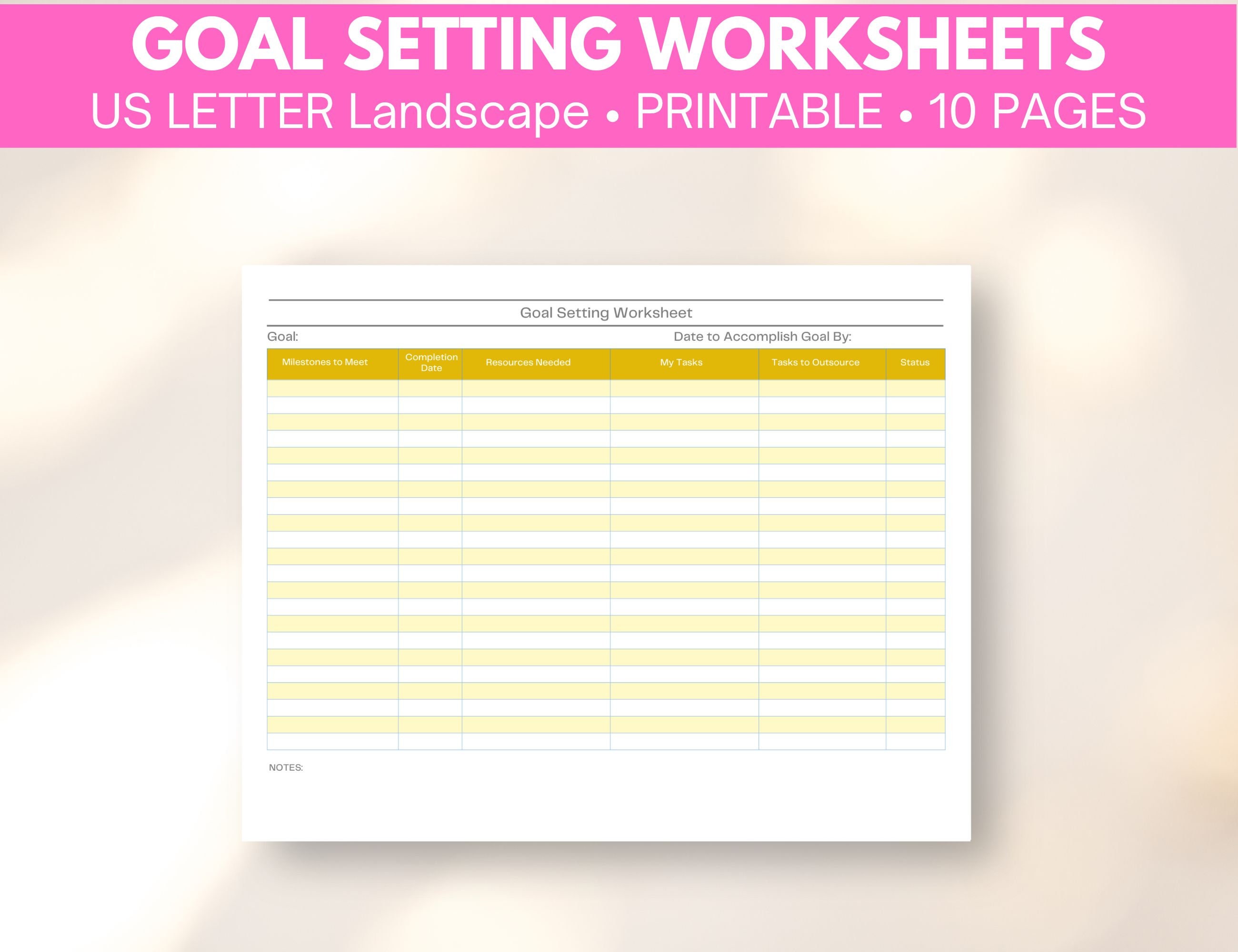 Goal Worksheet, Goal Workbook, Goal Setting Worksheet, Goal Sheet, Goal ...