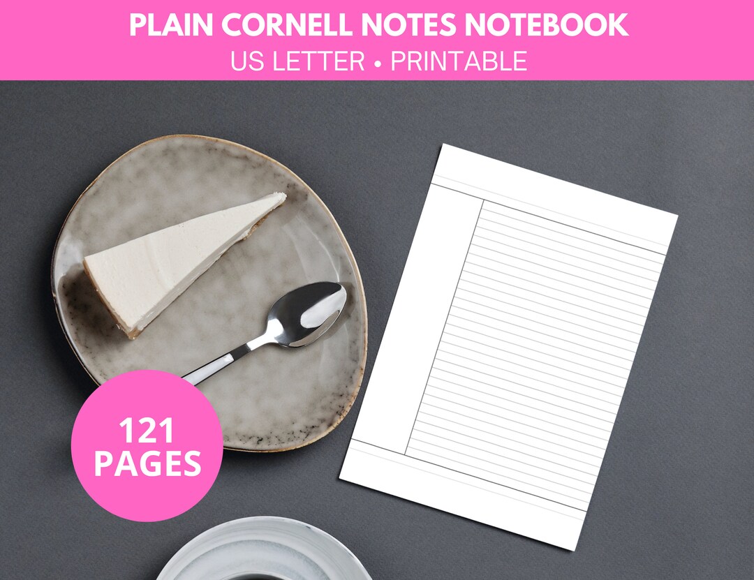 Plain Cornell Notes Printable, Cornell Notes Notebook, Cornell Notes ...