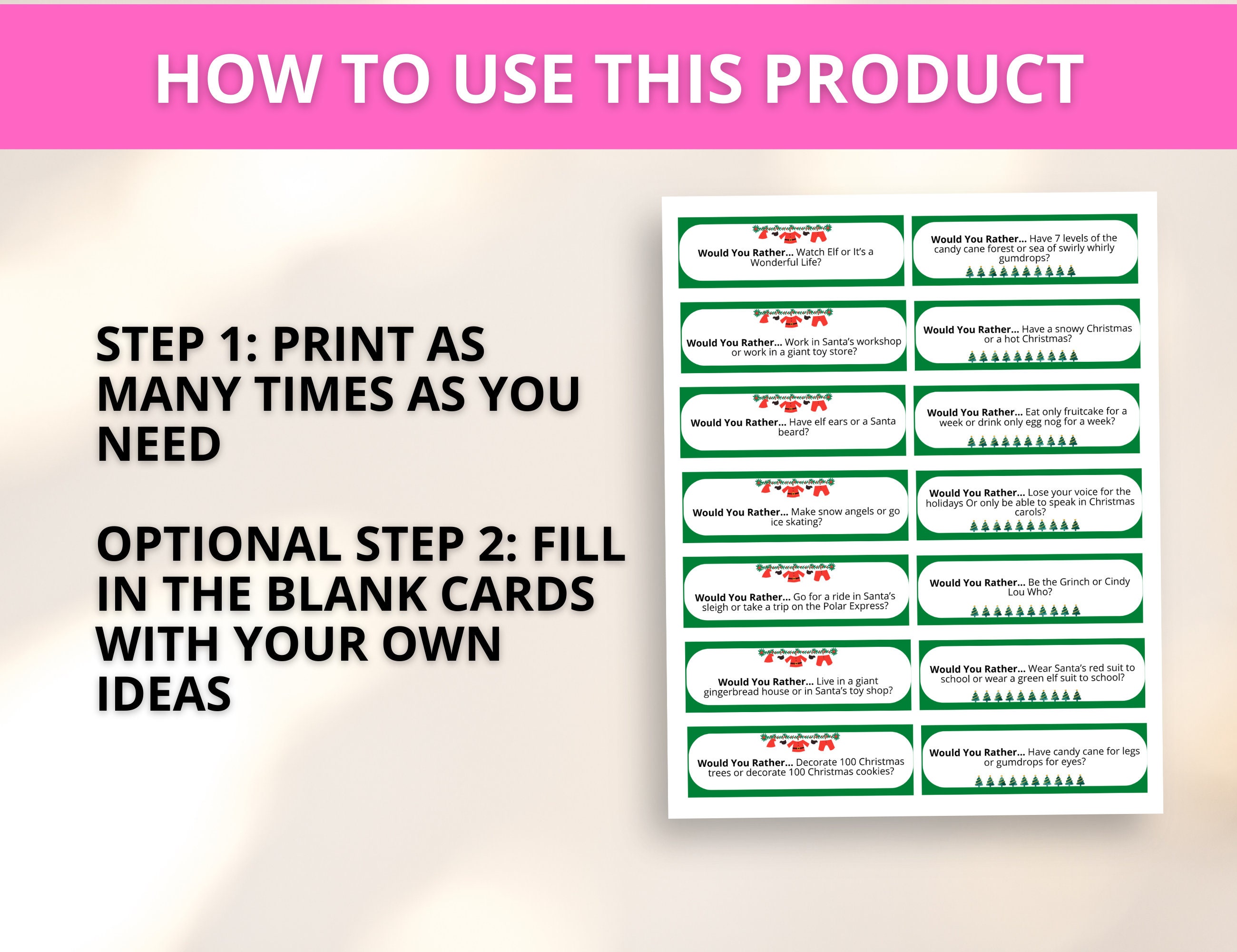 Christmas Would You Rather Game, Would You Rather Adult, Would You ...