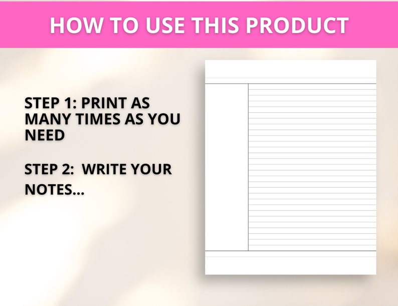 Plain Cornell Notes Printable, Cornell Notes Notebook, Cornell Notes ...