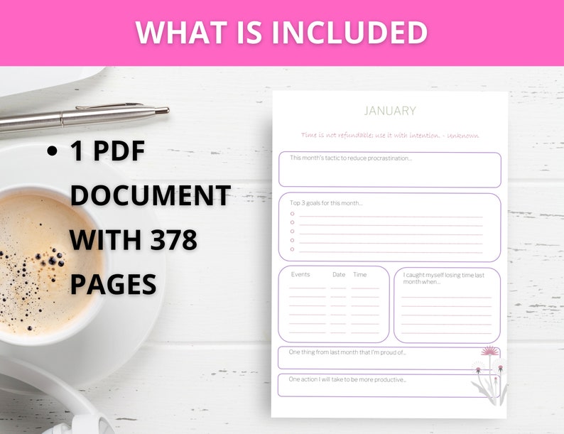 Printable Planner for 365 Days of Getting It Done, Undated Daily ...