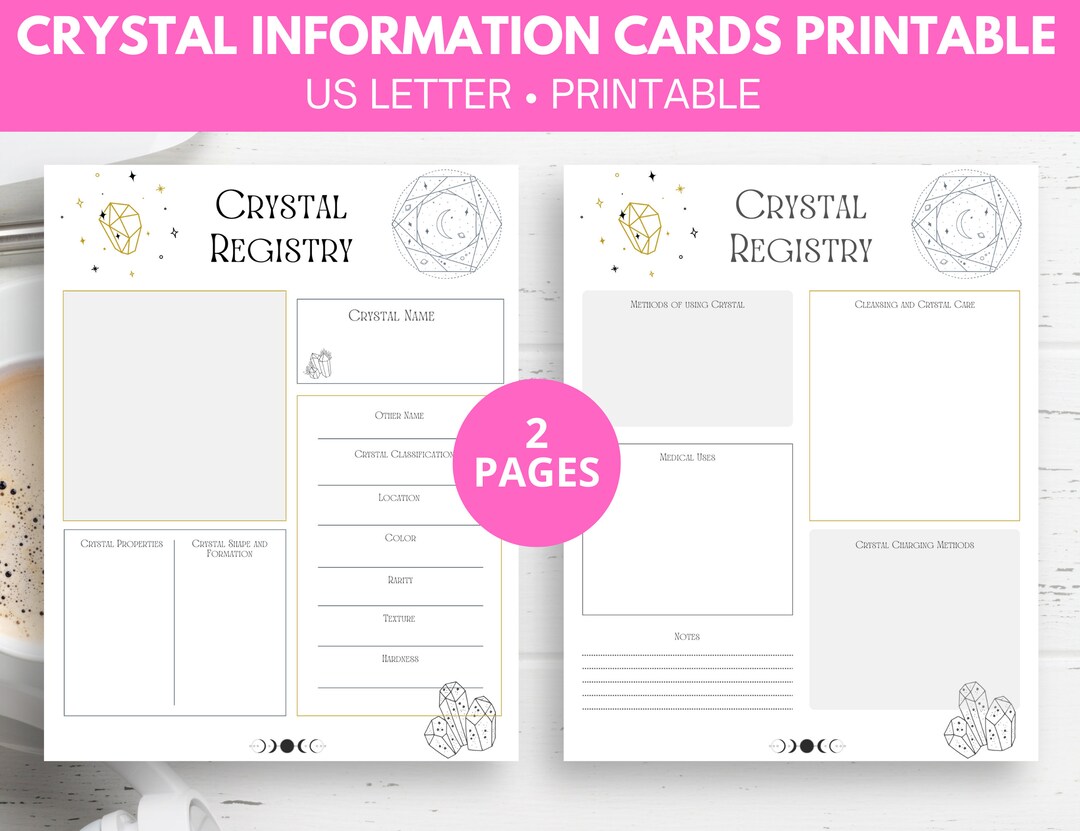 Crystal Information Cards, Crystal Reference Chart, Book of Shadows ...