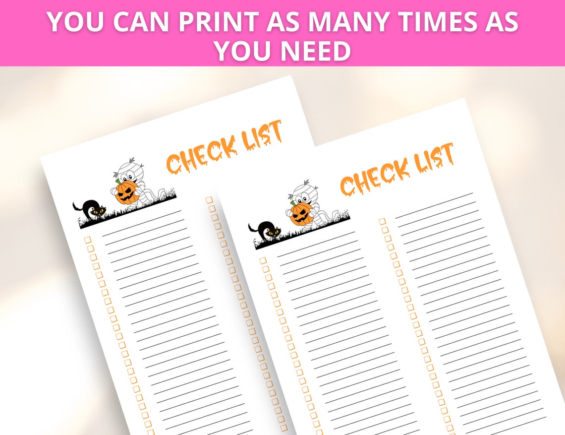 Halloween Checklist Checklist Printable Halloween to Do List - Etsy