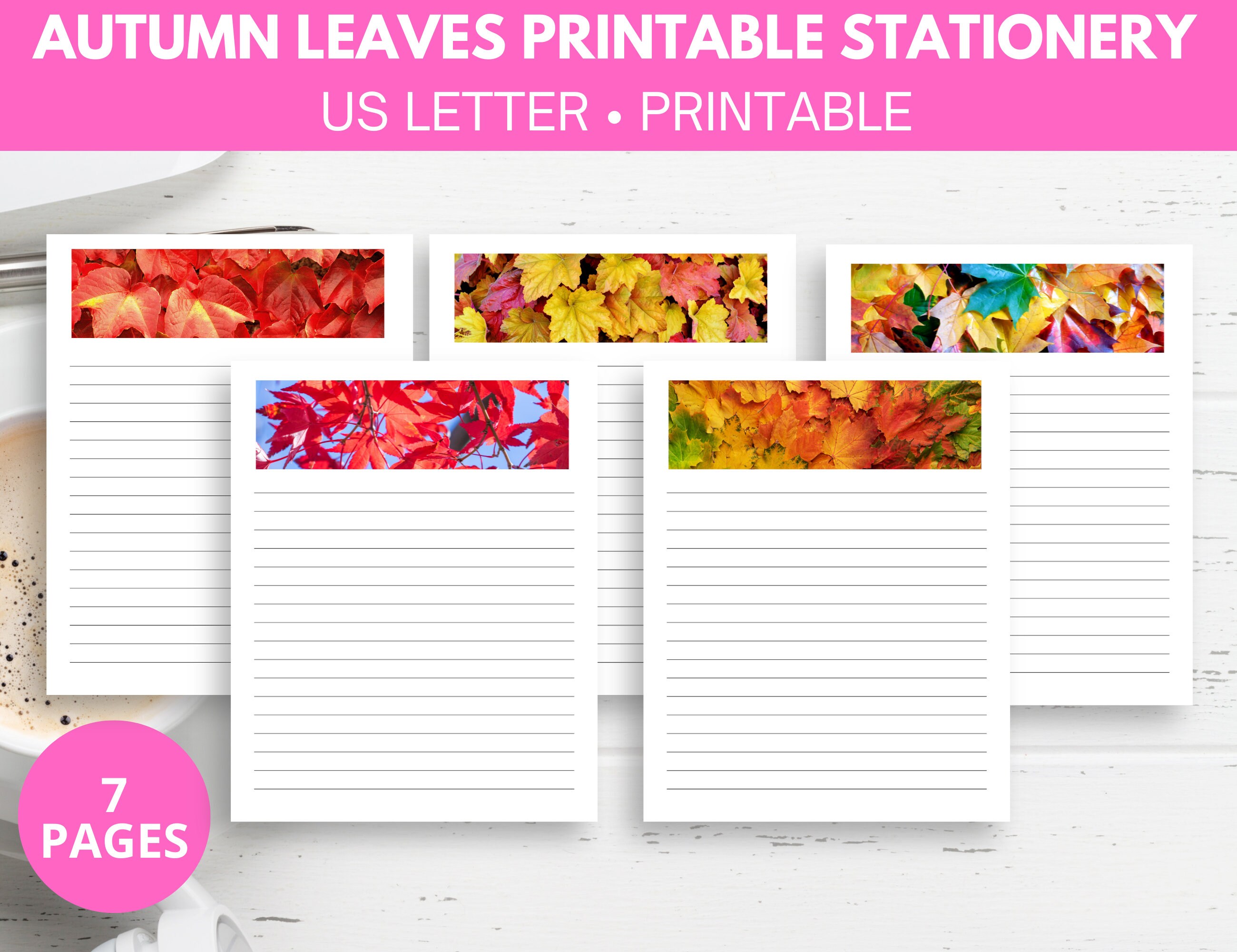 Printable Autumn Stationery, Autumn Notepad, Printable Notes Page ...