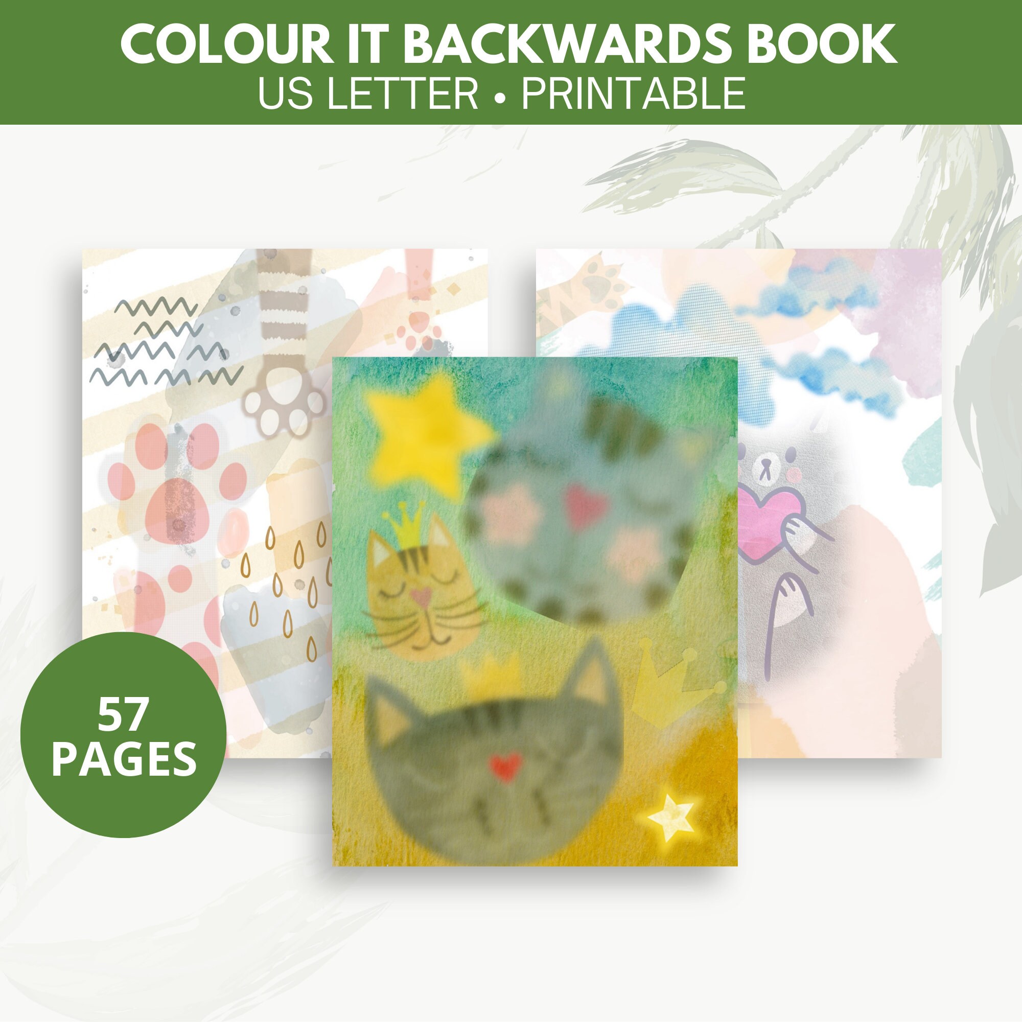 Cats Coloring Book, Reverse Coloring Books for Adults Printable ...