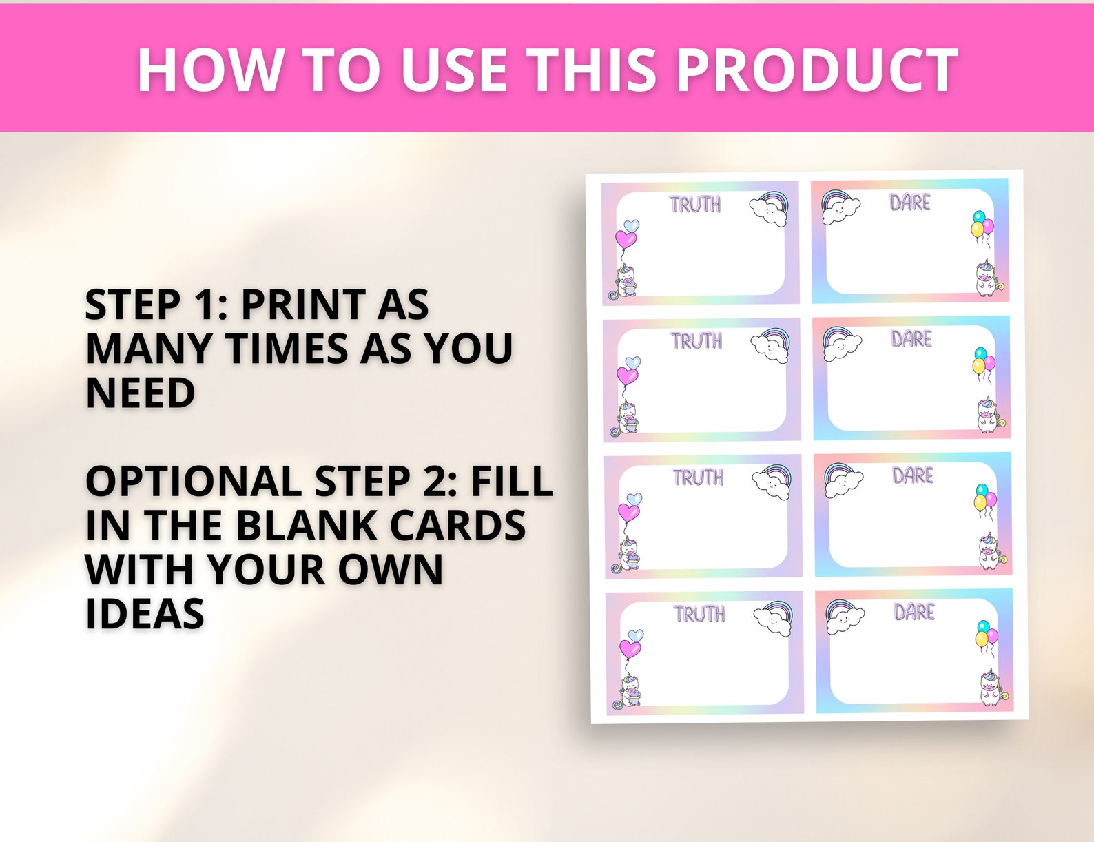 Truth or Dare Kids Truth or Dare Printable Truth or Dare - Etsy