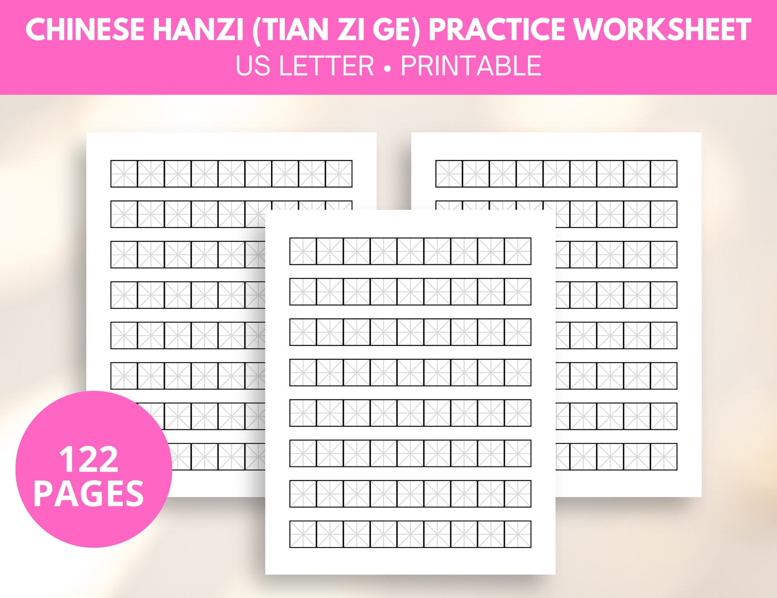 Chinese Writing Worksheet, Chinese Writing Paper, Handwriting Practice ...
