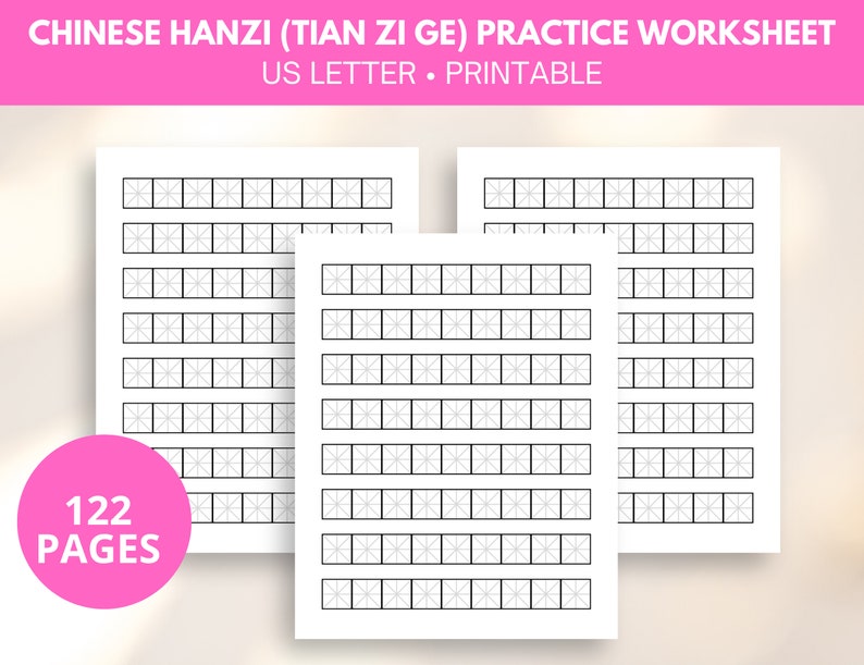 Chinese Writing Worksheet, Chinese Writing Paper, Handwriting Practice ...