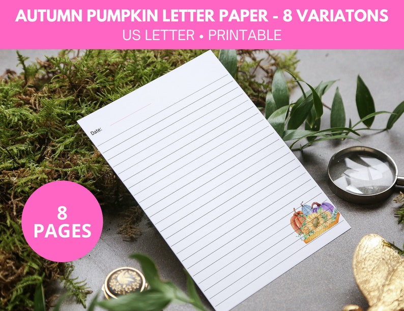 Autumn Letter Paper, Printable Letter Paper, Floral Stationery Paper ...