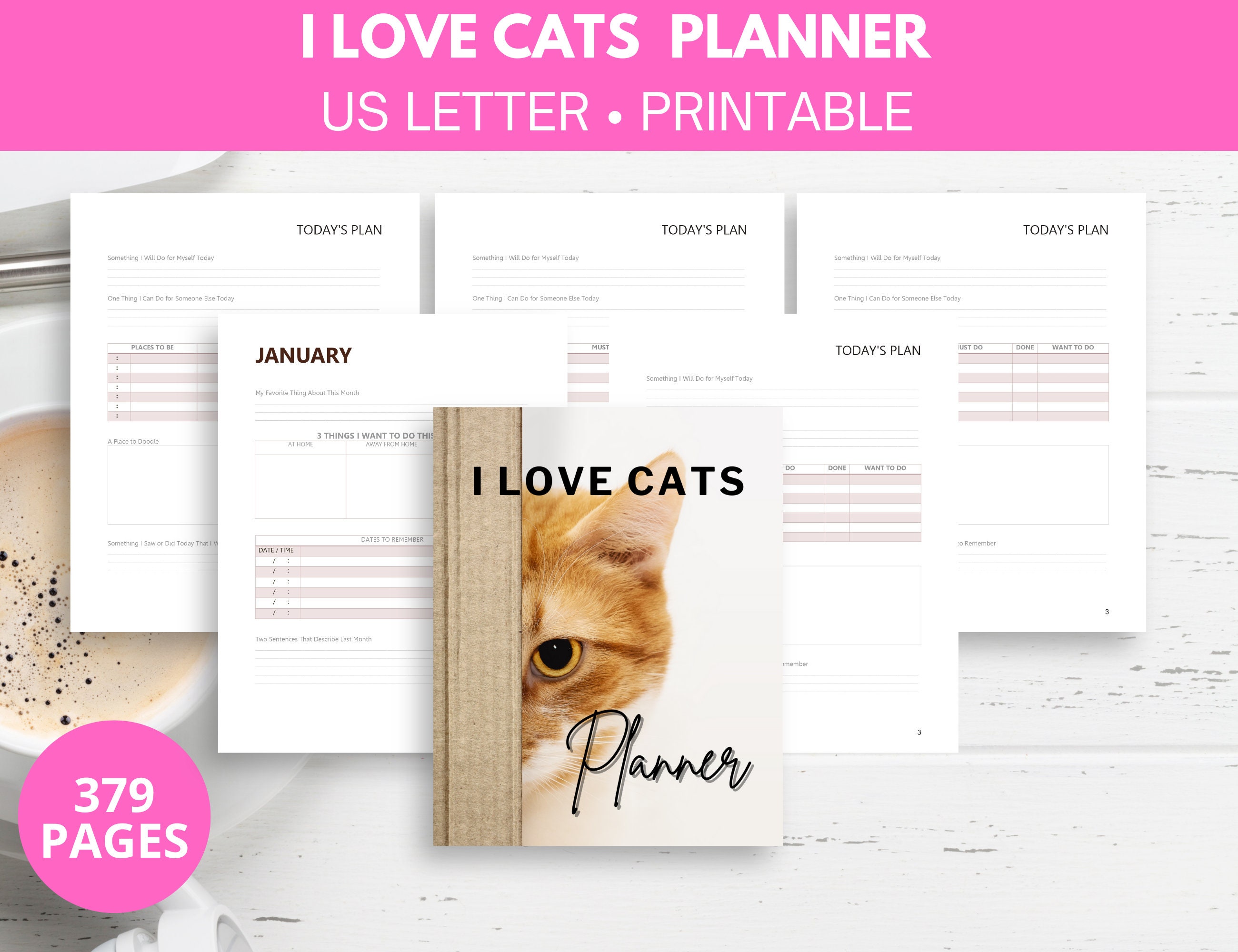 Cats Planner, Undated Daily Planner Printable, Cat Planner 2023, Cats ...