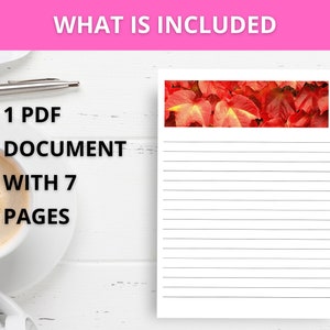 Printable Autumn Stationery, Autumn Notepad, Printable Notes Page ...