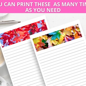 Printable Autumn Stationery, Autumn Notepad, Printable Notes Page ...