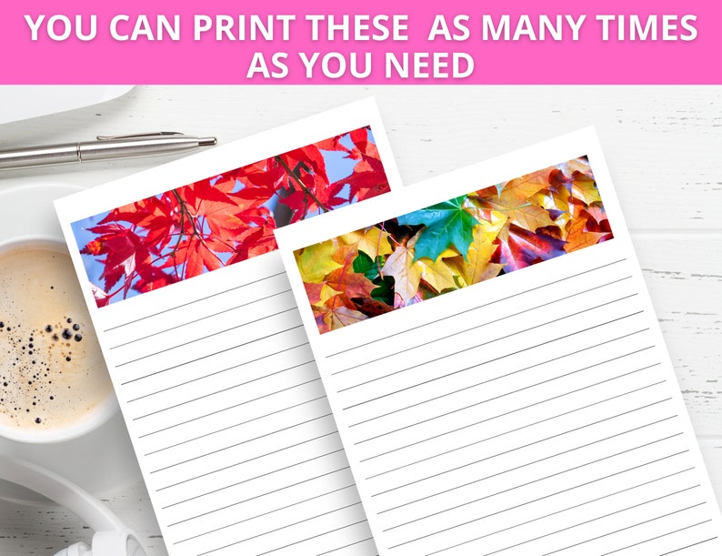 Printable Autumn Stationery, Autumn Notepad, Printable Notes Page ...