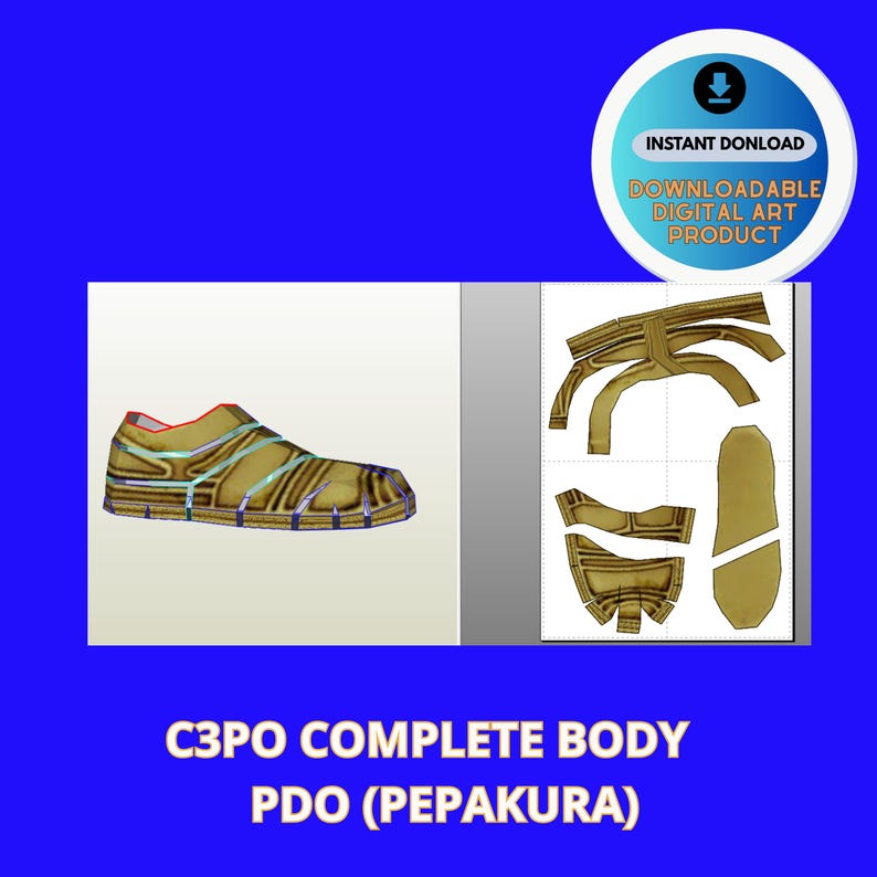 C-3PO Armor Pepakura Pattern: Star Wars Cosplay (digital Download) - Etsy