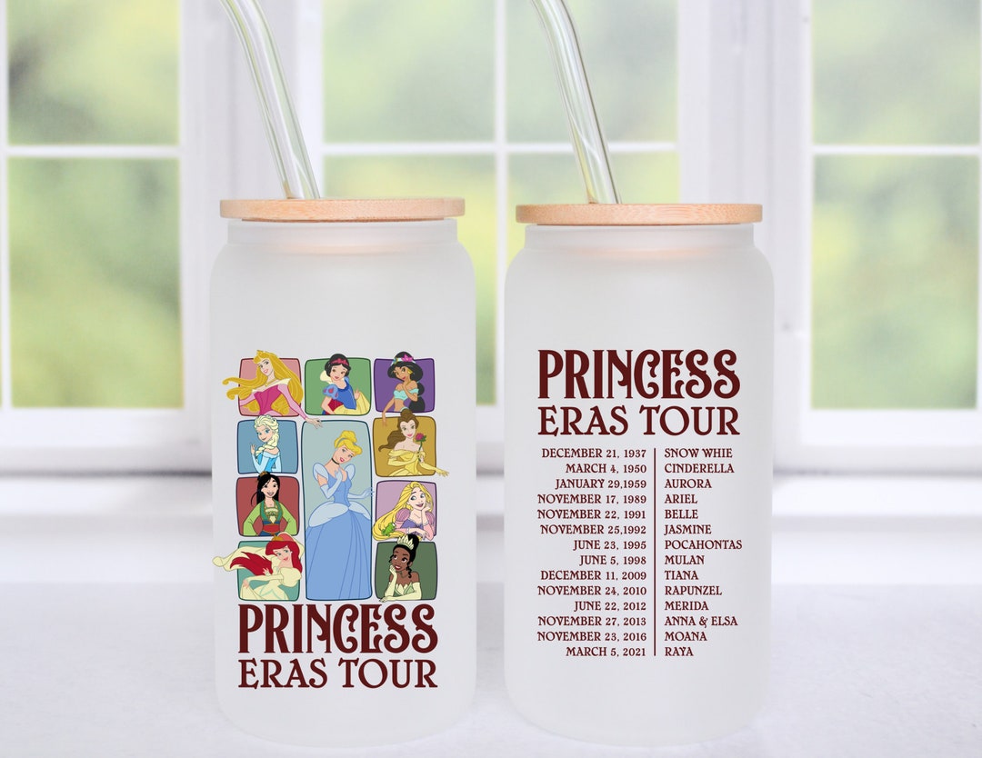 Princess Eras Tour Frosted Glass Can Cup, Disney Frosted Cup, Disney ...