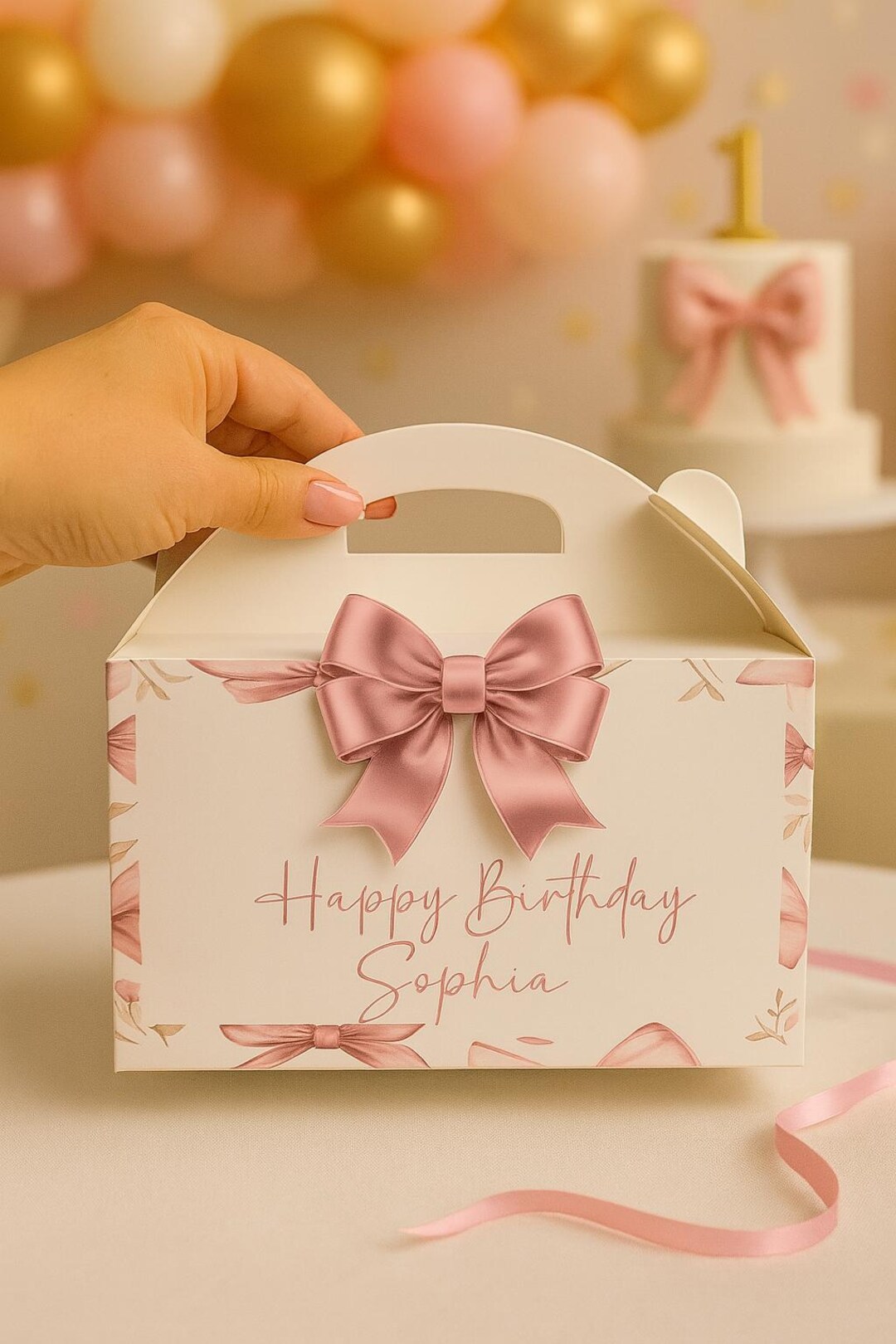 Pink Watercolor Bow Party Favor Box: Coquette Wedding, Bridal Shower - Etsy