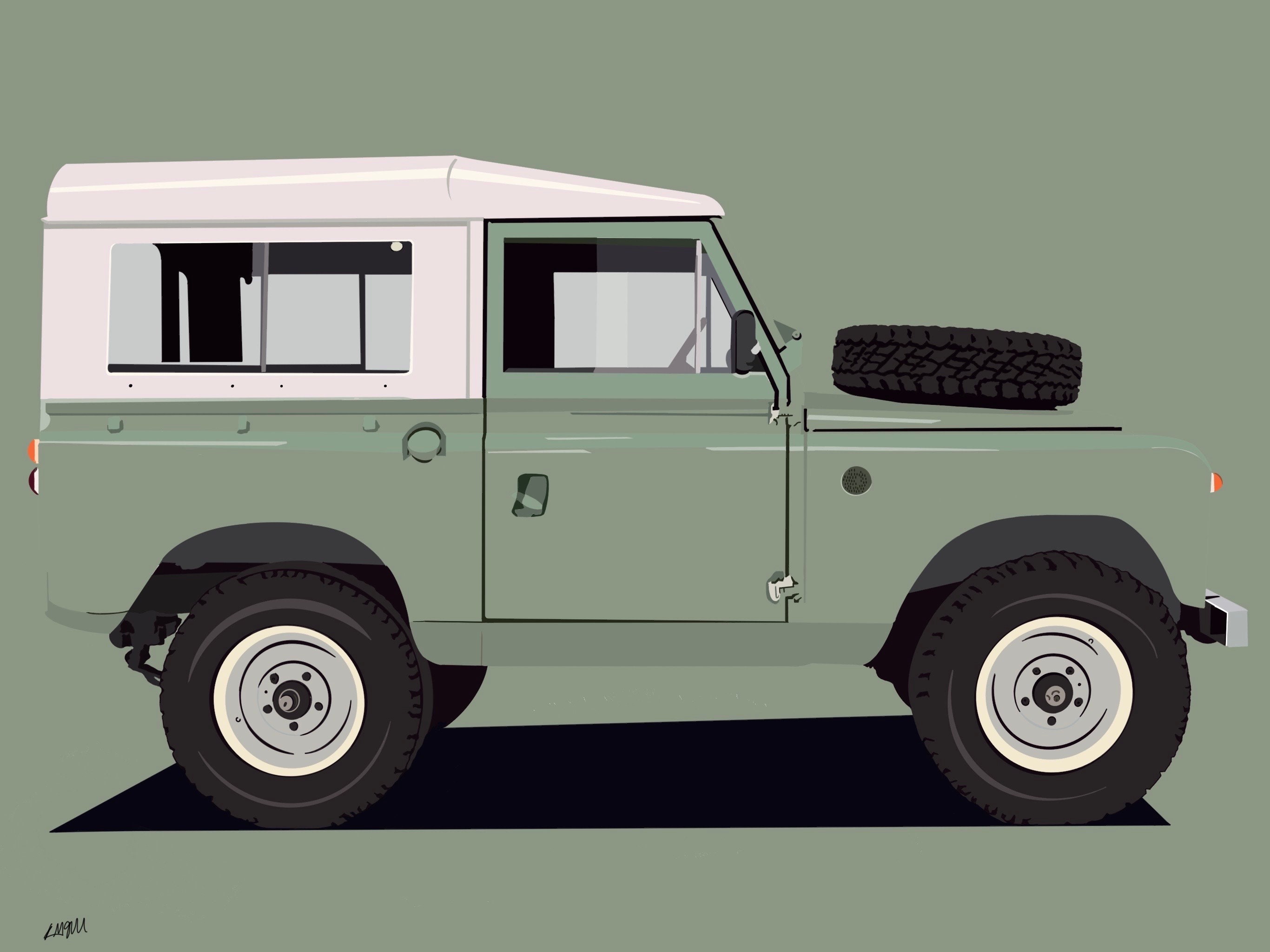 Hand Drawn Land Rover Defender Print - Etsy
