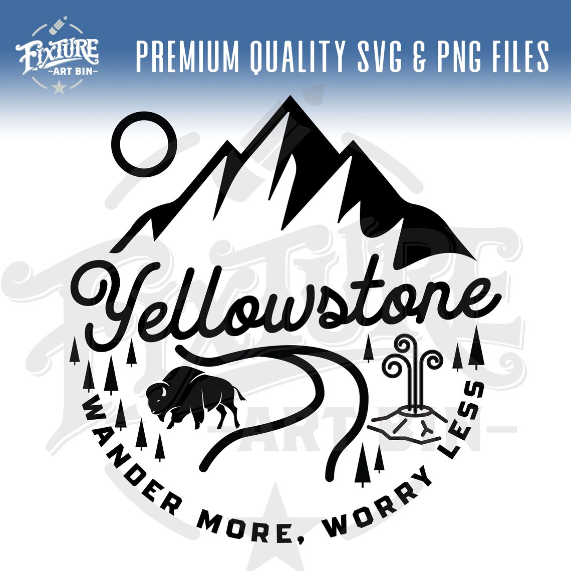 Yellowstone SVG, Yellowstone Hiking SVG, Mountain Vector Clip Art ...