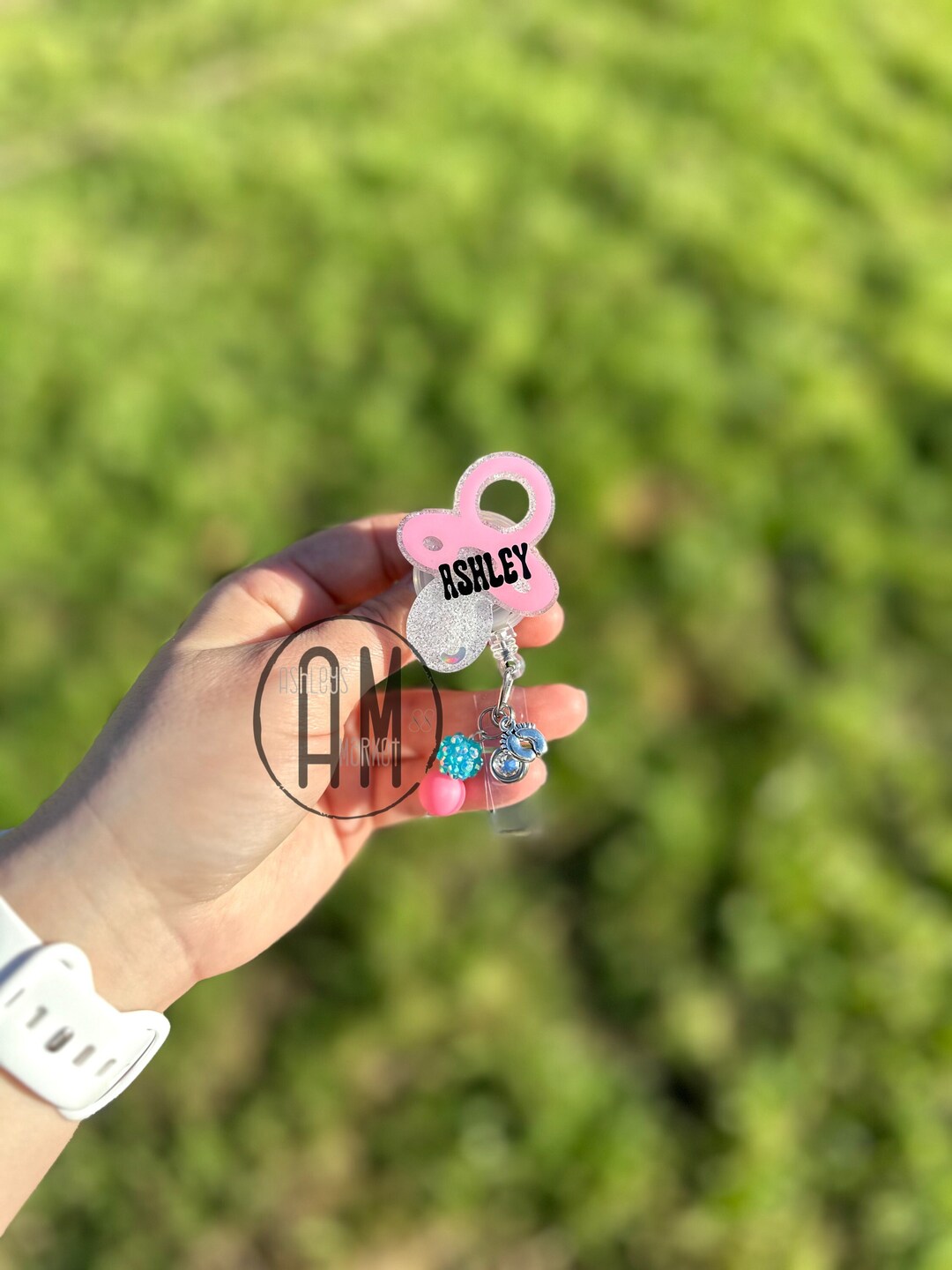 Pacifier With Name Badge Reel Labor and Delivery Badge Neonatal ...