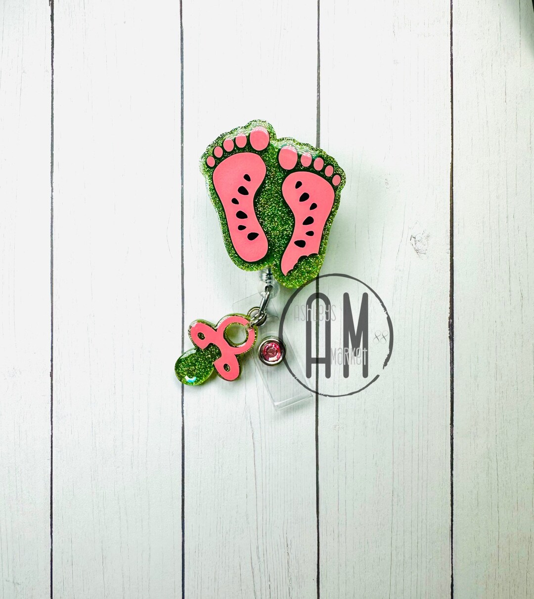 Watermelon Baby Feet Badge Reel | Labor and Delivery Nurse | L and D ...
