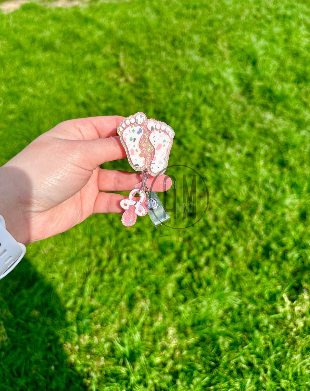 Terrazzo Baby Feet Badge Reel | Labor and Delivery L & D | Postpartum ...