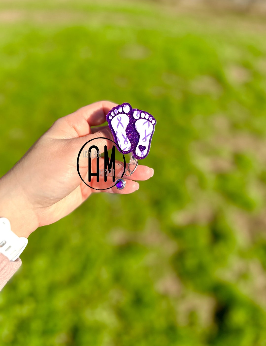 Purple Ribbon Baby Feet Badge L & D Nurse | Premmie Premature Baby ...