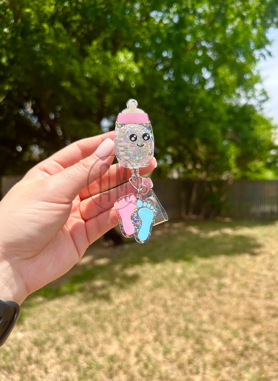 Pink Baby Bottle Badge Reel | Ob Badge Reel | Picu | Nurse Badge Reel ...