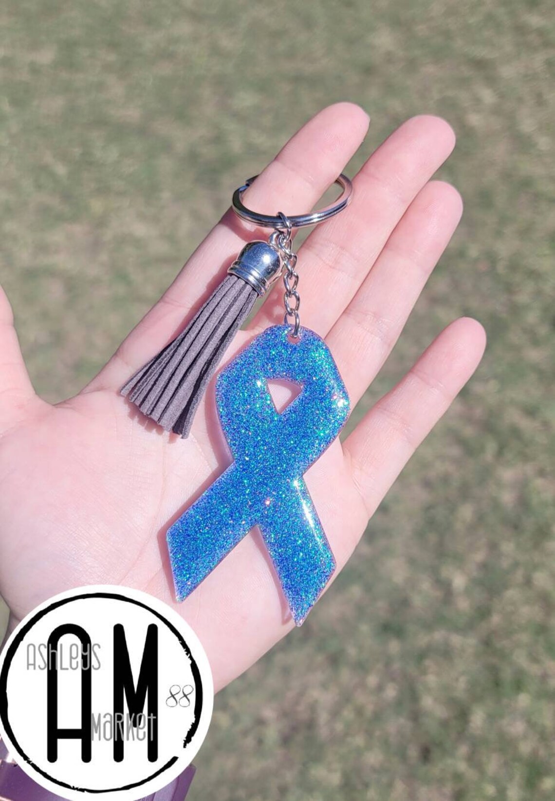Diabetes Awareness Ribbon Personalized Keychain | Blue Ribbon | T1D ...