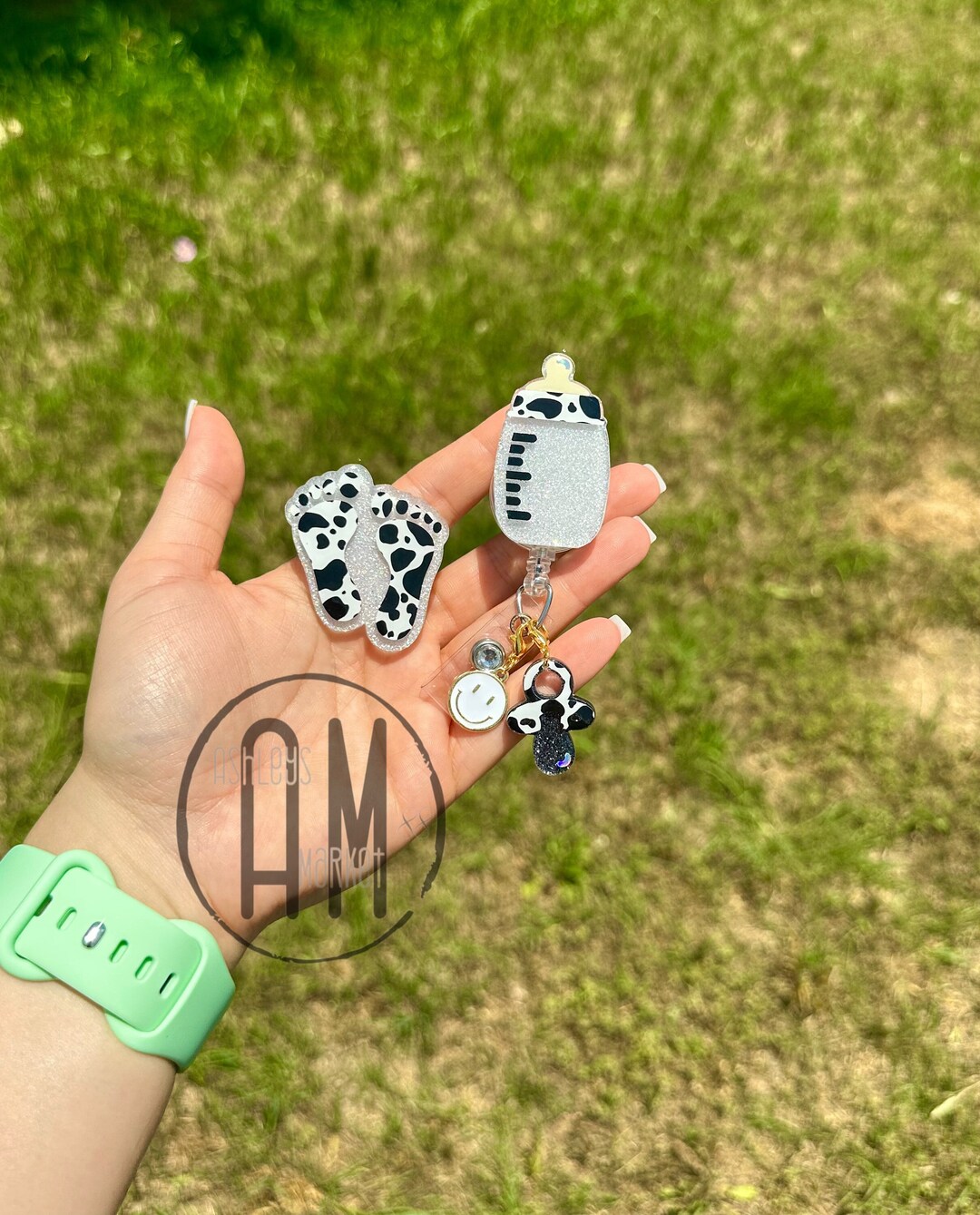 Cow Baby Bottle | Pacifier | Baby Feet Badge Reel | NICU Badge | PICU ...