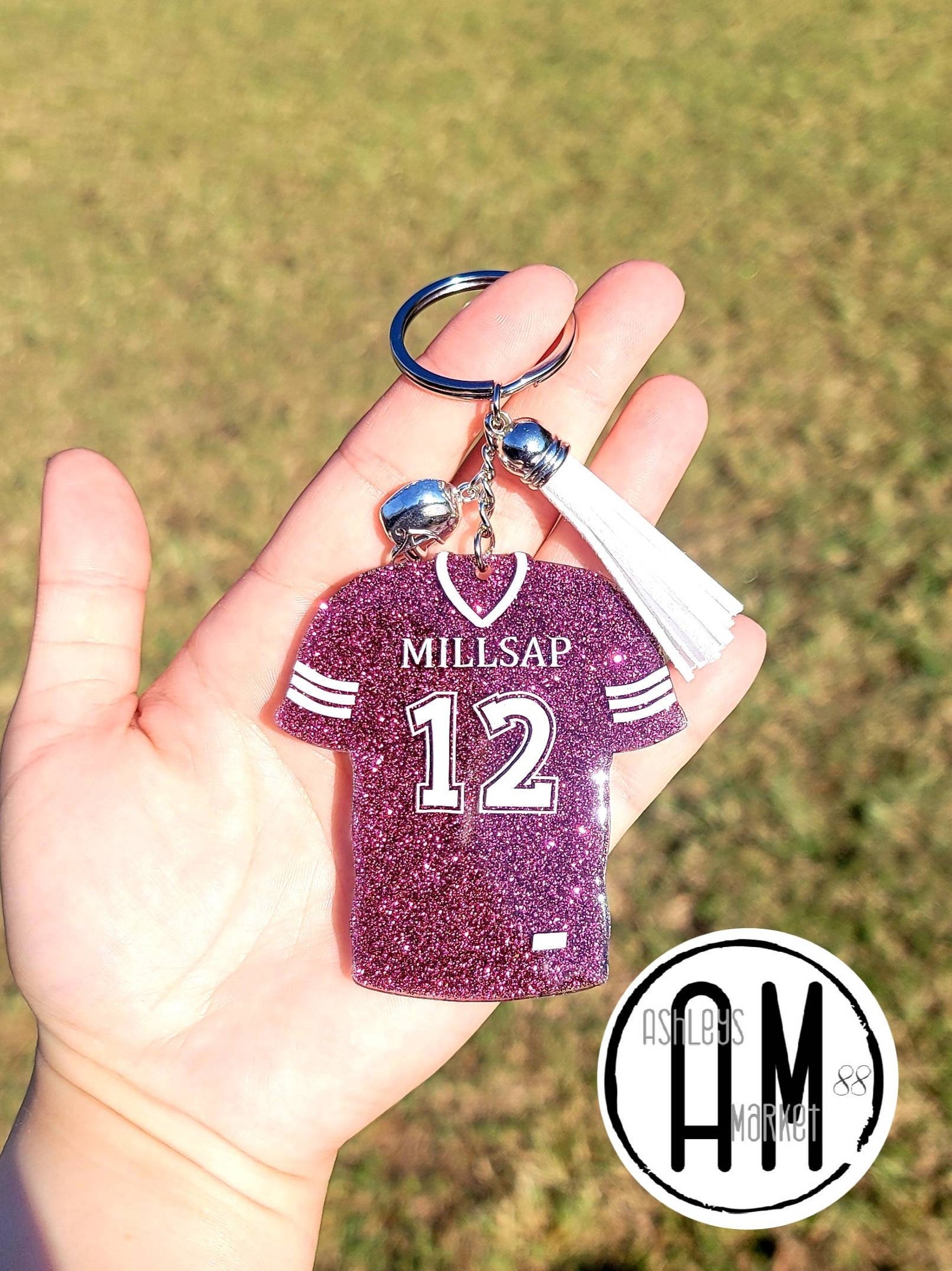 Football Jersey Keychain With Name, Player Number Fall Sports Coach ...